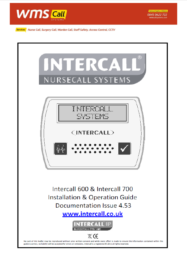 Intercall Nurse Call 600/700 Manual